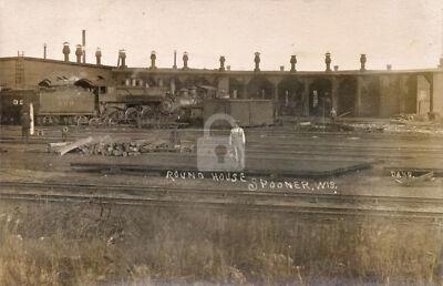 1915 Spooner WI Wisconsin Railroad Roundhouse RPPC Photo Postcard COPY ...