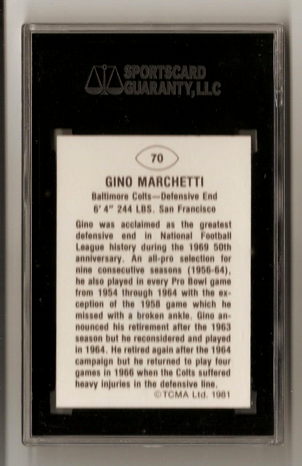 Gino Marchetti 1981 TCMA Greats #70 SIGNED AUTO SGC Authentic ...