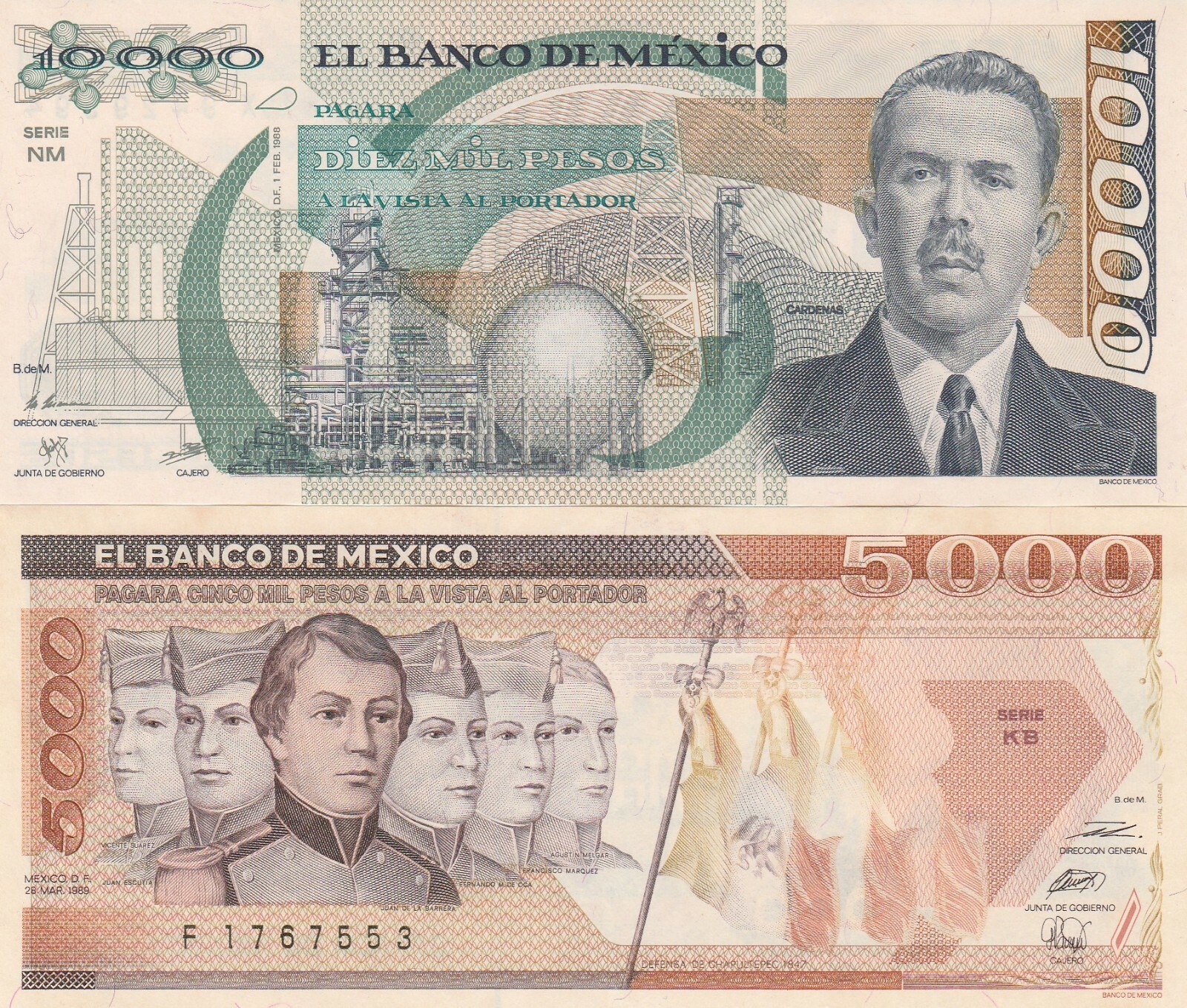 El Banco de Mexico: Collection 10 Bank Notes UNC. | eBay
