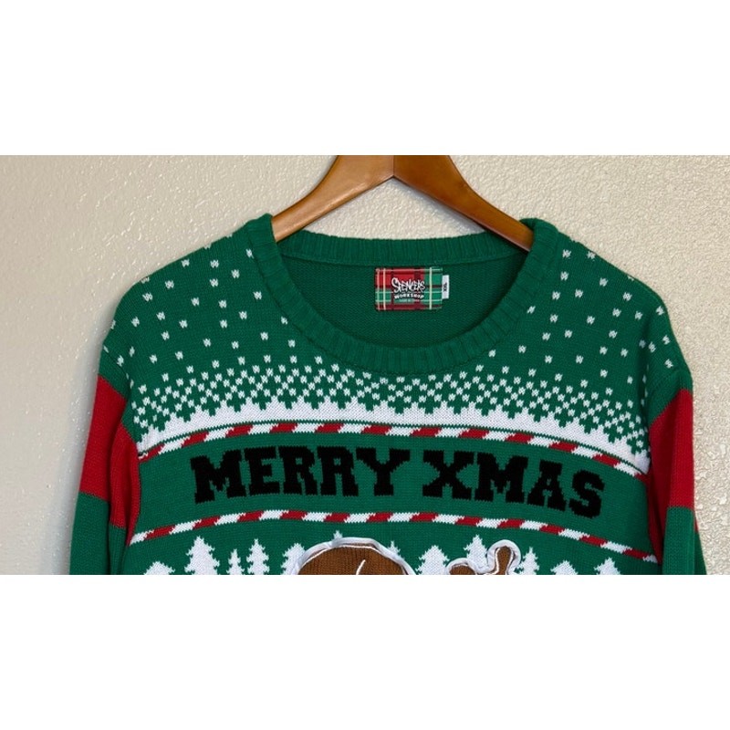 Spencer Sweater Men XXL Green Merry Xmas F*ckers Lite Up Ugly Christmas ...