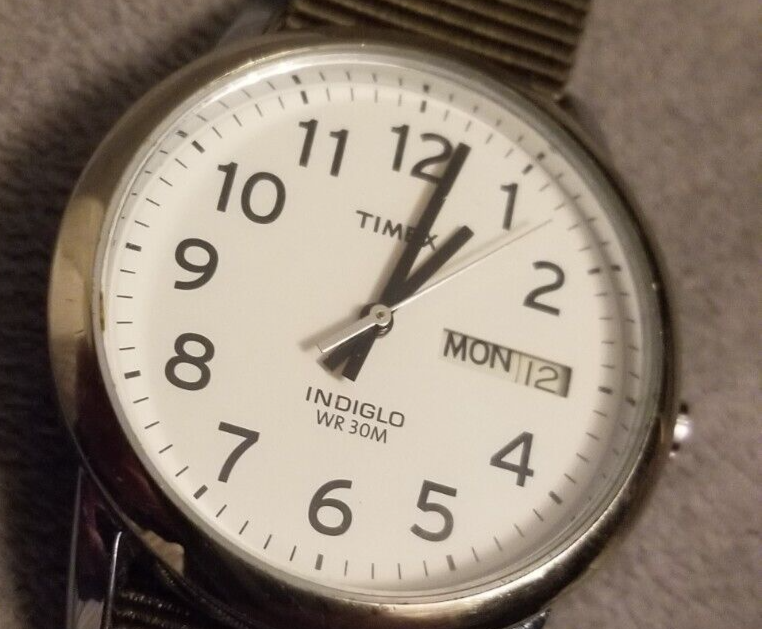 TIMEX INDIGLO WR30M WATCH, 36MM, Day / Date, Eddie Bauer Strap, New ...