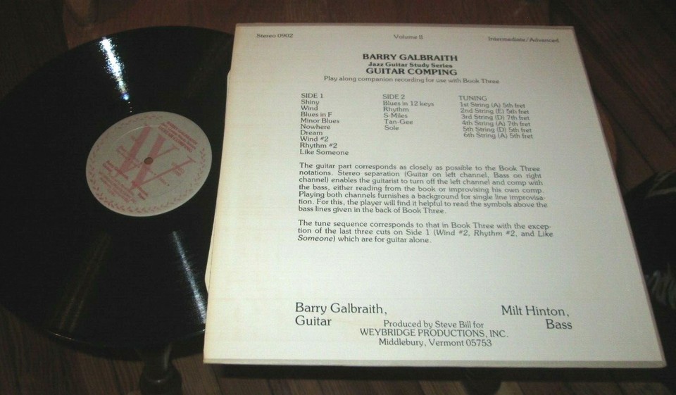 BARRY GALBRAITH JAZZ GUITAR STUDY SERIES GUITAR COMPING LP NM NEAR MINT ...