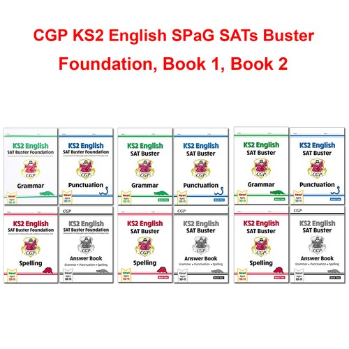 CGP KS2 English SPaG SAT Buster Foundation, Book 1, Book 2 Collection ...