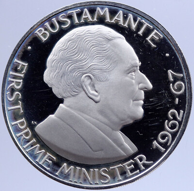 1973 JAMAICA First Prime Minister BUSTAMANTE Vintage Proof Dollar Coin ...