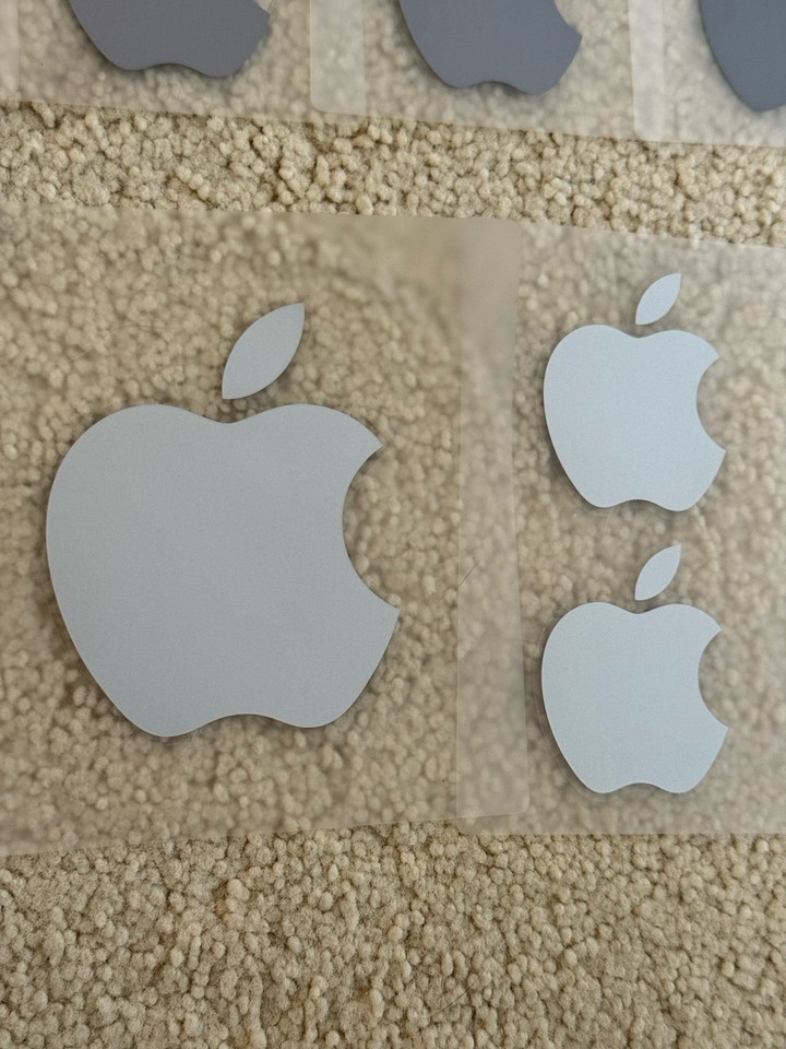 Genuine OEM black silver Apple Logo Sticker Decals Lot of 31 pages - 60 ...
