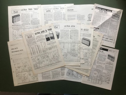 Vintage Job Lot ULTRA Portable Transistor Radio Service Sheets 1960s ...