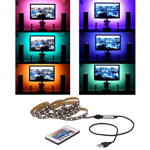 5V USB RGB LED Strip Light 5050 SMD Bar TV Back Lighting Kit + Remote ...