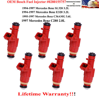 6X Genuine Bosch Fuel Injectors 1997 Mercedes Benz C280 2.8L | eBay