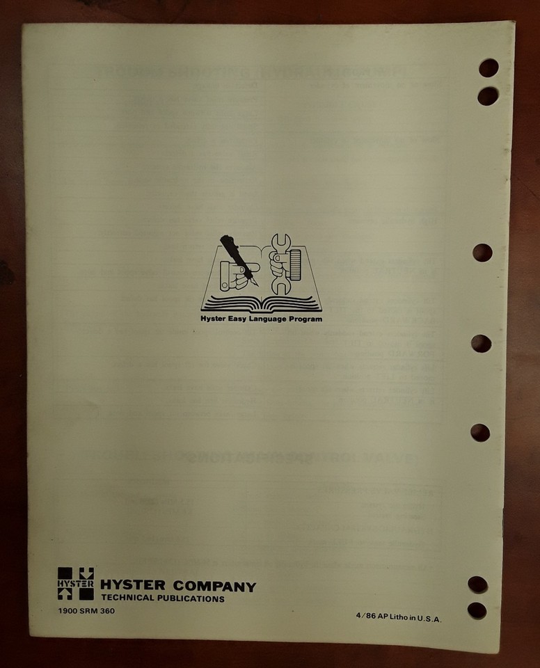 Hydraulic System J25-35B Hyster Manual 1900 SRM 360 | eBay