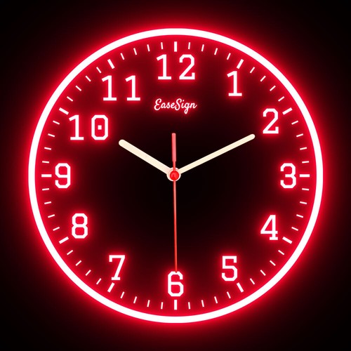 25ck0011 EaseSign Home Decor LED Flexible Flex Neon Wall Clock 7 colors ...
