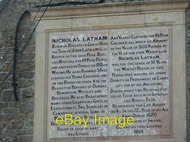 Photo 6x4 Nicholas Latham Almshouses Barnwell The commemorative plaque ...