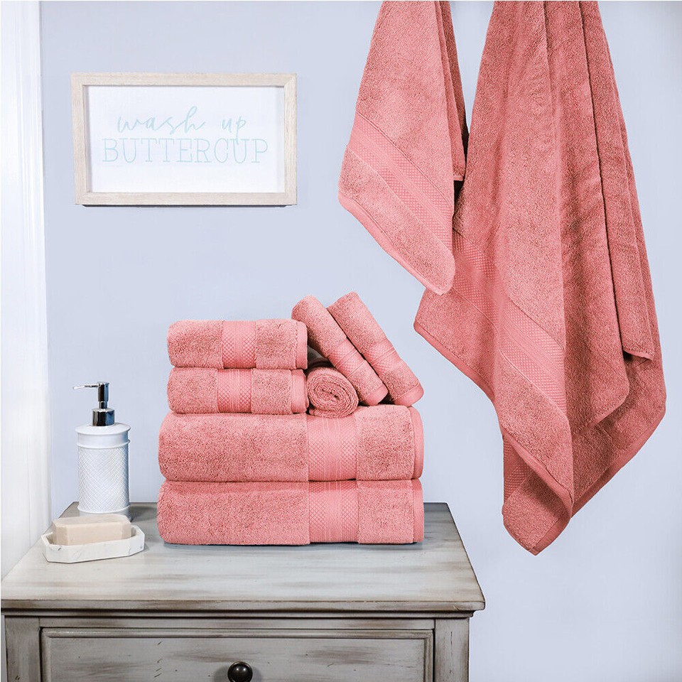 9-Piece Solid Highly Absorbent Modern Ultra-Plush Soft Face Hand Bath ...