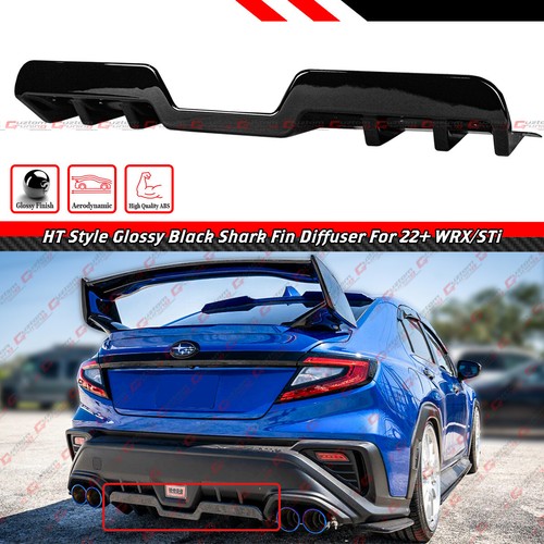 For 22-25 Subaru WRX VB JDM HT Style Gloss Black Shark Fin Rear Bumper ...