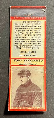 1936 TONY CUCCINELLO MATCHBOOK COVER BOSTON BEES BASEBALL MLB DIAMOND ...