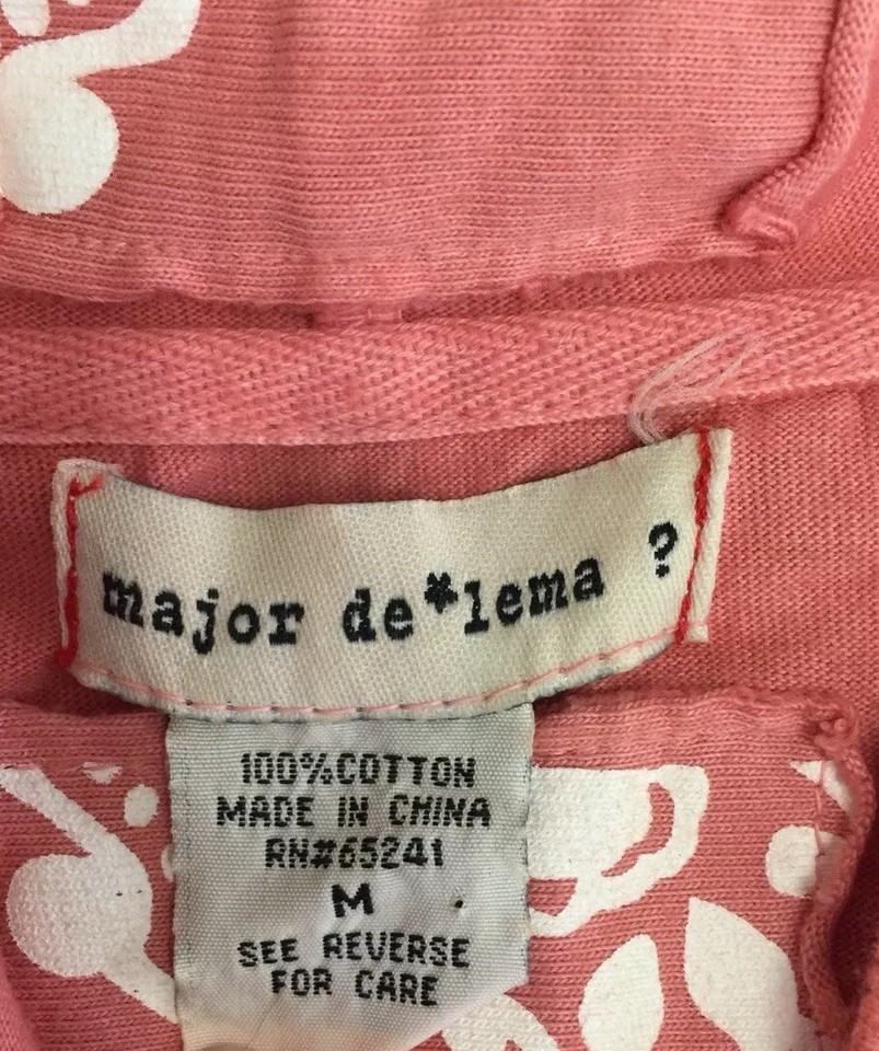 Coral Colored Zip Front Hoodie W/Bohemian Accents And Silver Studs Sz M ...
