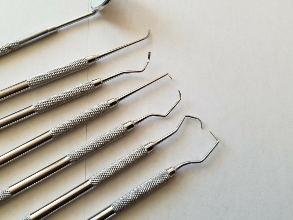 Professional Dental 7 Pcs Scalars Probe Pick Set, Mirror with Handle ...