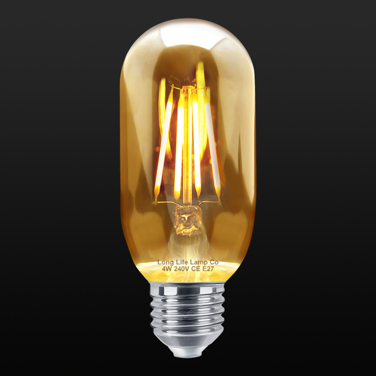 Retro Vintage LED 4w Edison Style Filament Tube Bulb Smoked Gold Glass ...