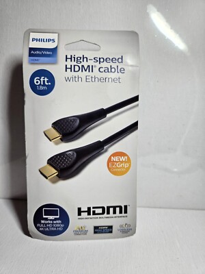 Philips 6' Basic HDMI High Speed Cable with Ethernet - Black Cable | eBay