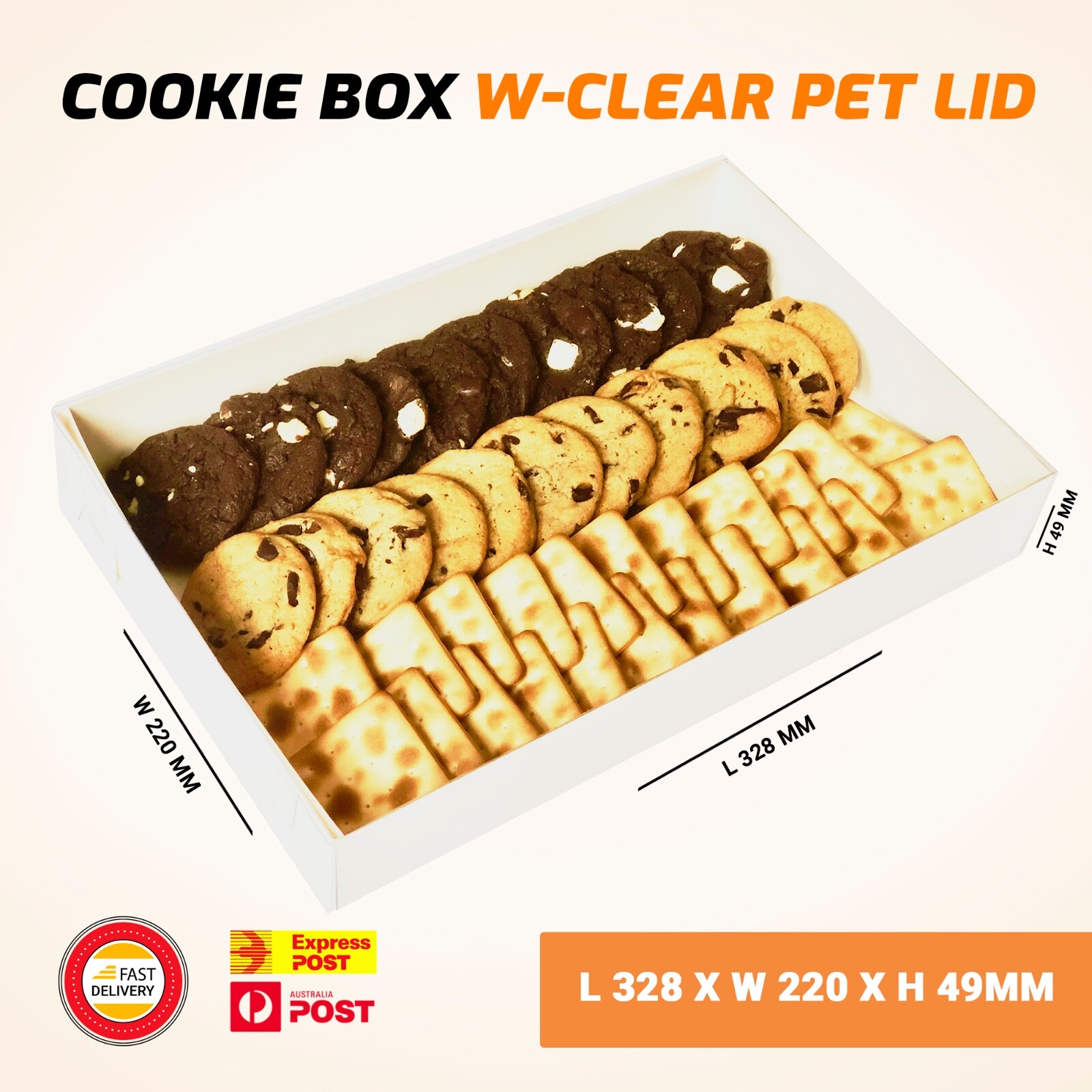 Clear PET Lid Rectangle Cookie Box 328mm x 220mm x 49mm - 100 Pieces | eBay
