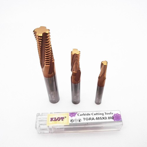 KLOT HRC60 TiCN Coated Solid Carbide Thread Mill M3-M14 Spiral Helical ...