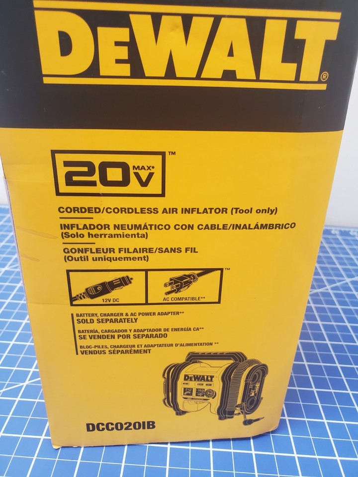 Dewalt DCC0201B 20Vt MAX Corded & Cordless Air Inflator 160 psi 20V ...