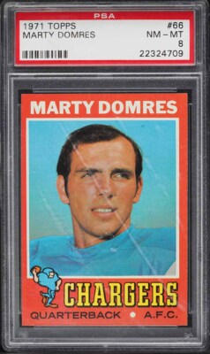 1971 Topps FB Card # 66 Marty Domres San Diego Chargers ROOKIE RC PSA 8 ...