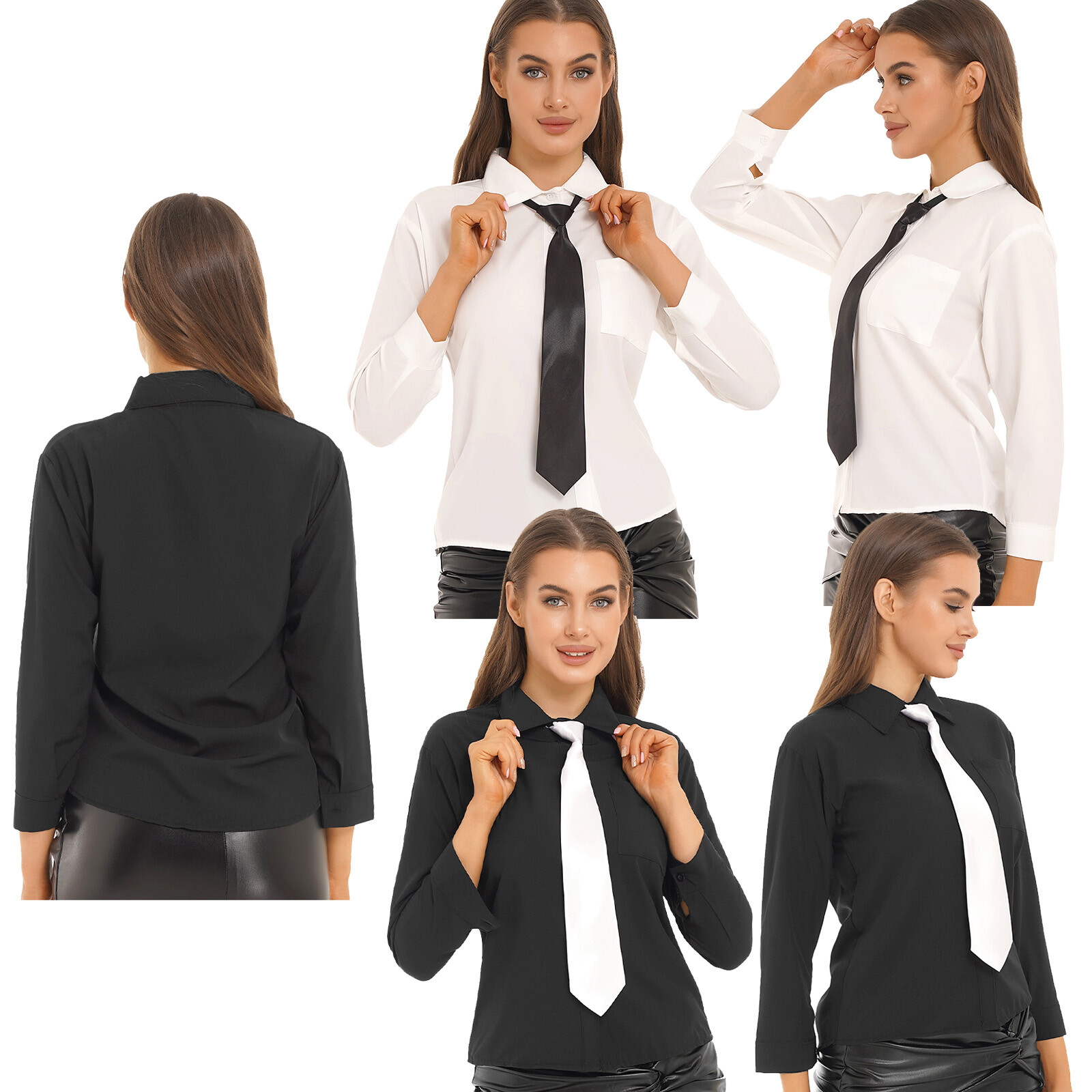 Tie Collar Attached Shirt Women