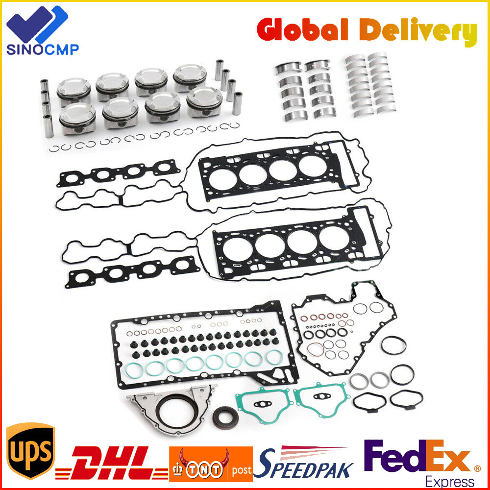 N63 Engine Overhaul Kit 8x Piston& Gasket& Bearing Set For BMW 550i X5 ...