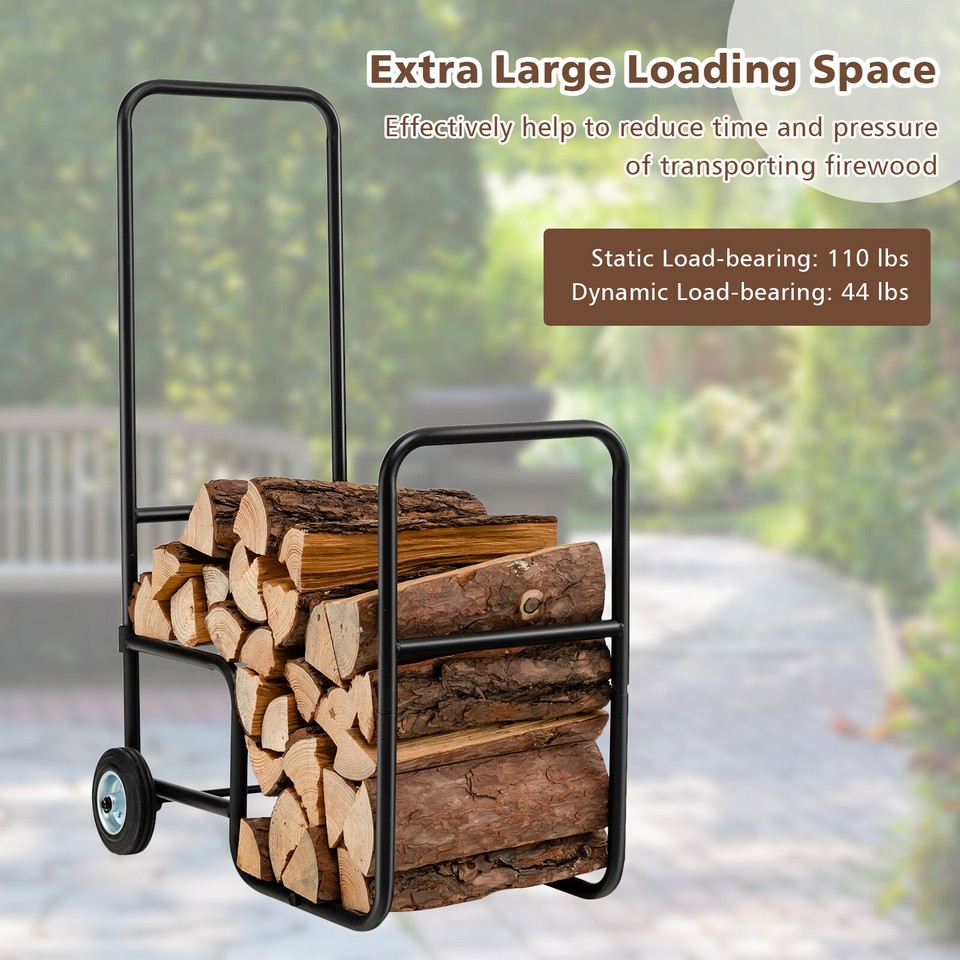Firewood Carrier Wood Mover Hauler Fire Rack Caddy Cart Dolly Rolling ...