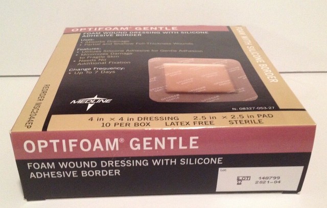 Optifoam Gentle AG Silver Wound Dressing 4"x 4" Medline # MSC9744EP for ...