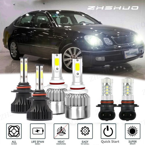For Lexus GS300 1998-2004 6000K LED Headlights High Low + Fog Lights ...