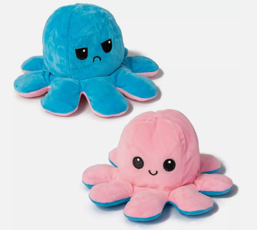 8" REVERSIBLE OCTOPUS PLUSH SOFT TOYS MOOD CHANGE THE COLOUr (BLUE PINK ...