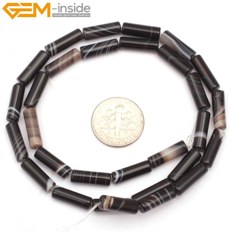 Natural Tube Cylinder Gemstone Column Loose Beads For Jewerly Making 15 ...