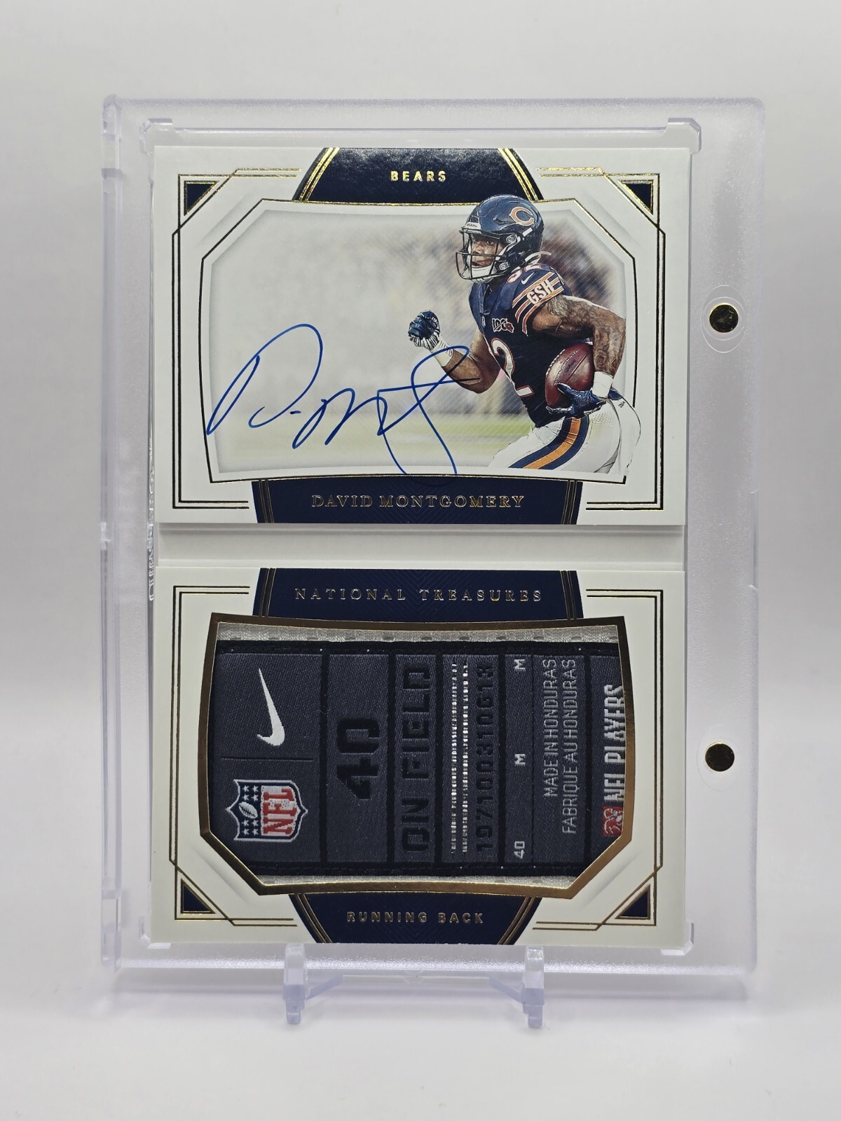 David Montgomery 2019 National Treasures Rookie Nike NFL Shield Patch ...