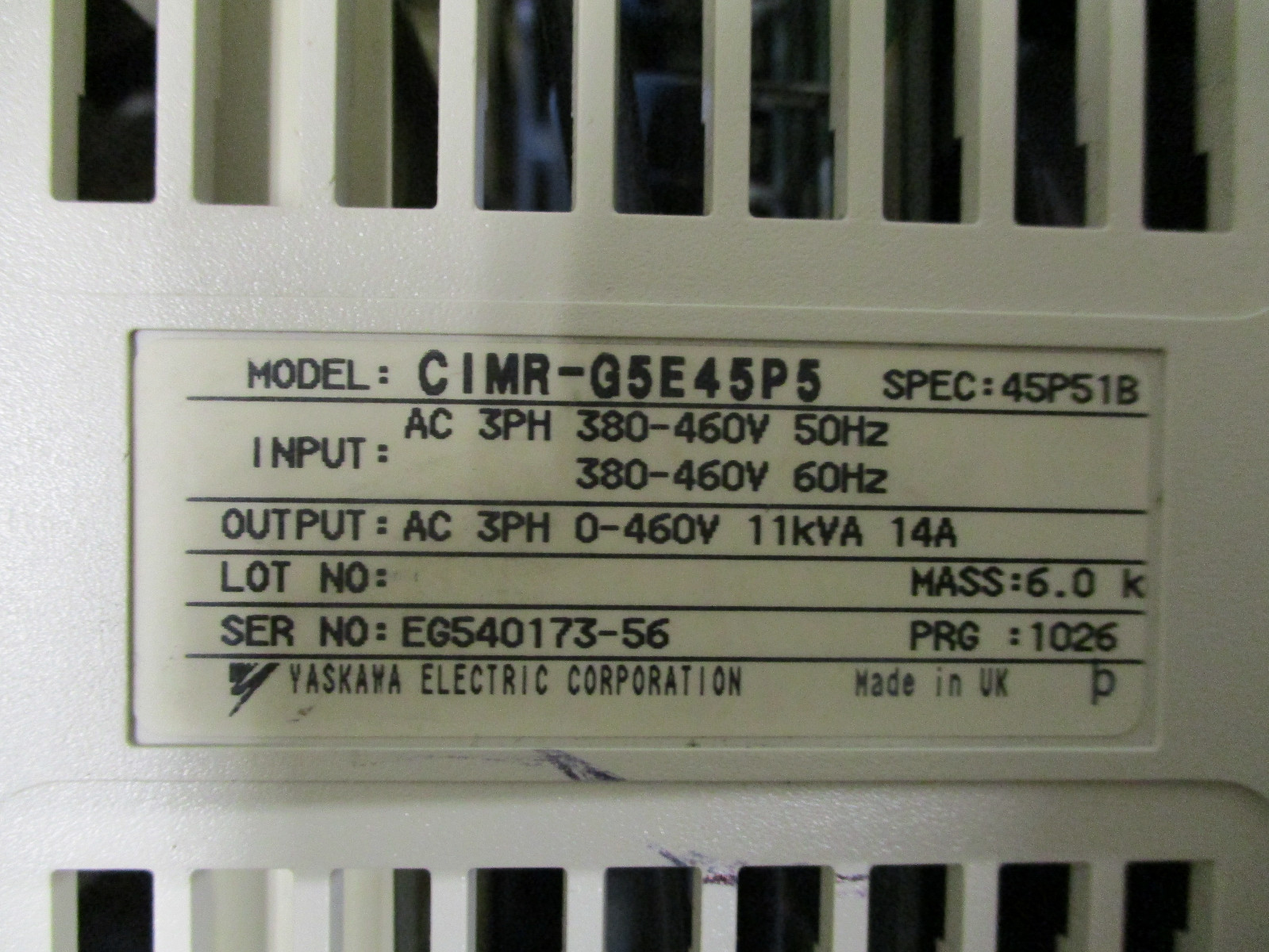Yaskawa CIMR-G5E45P5 Varispeed 616G5 AC Drive 400VAC 11KVA 14A *Tested ...