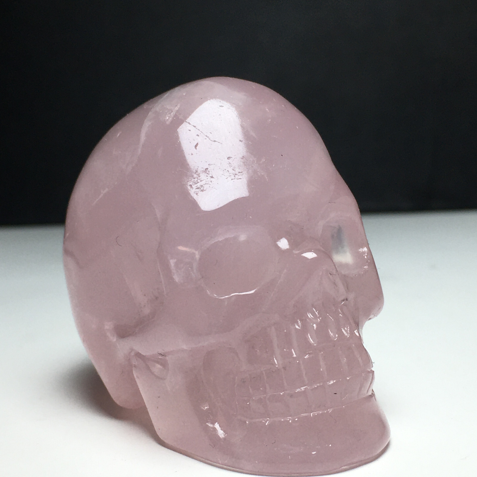 113g Natural Crystal Specimen. Rose quartz. Hand-carved.Exquisite Skull ...