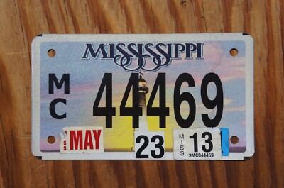 2013 Mississippi MOTORCYCLE License Plate # 44469 - County Tab 23 | eBay