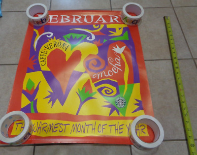 Vintage Starbucks February The Warmest Month of the Year 26x22 1996 | eBay