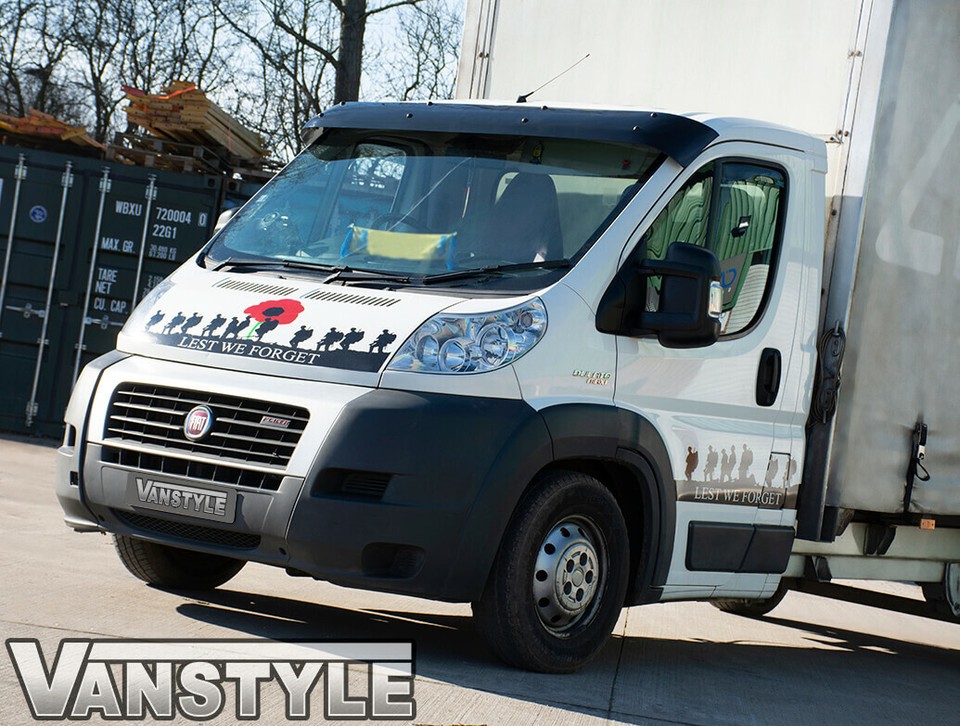 FITS FIAT DUCATO 07> BLACK ACRYLIC DARK SOLID SUNVISOR SUN VISOR WIND ...