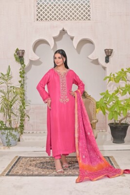 shalwar kameez women large Pure Raw Silk 3 Piece Outfit Chunri Pure ...
