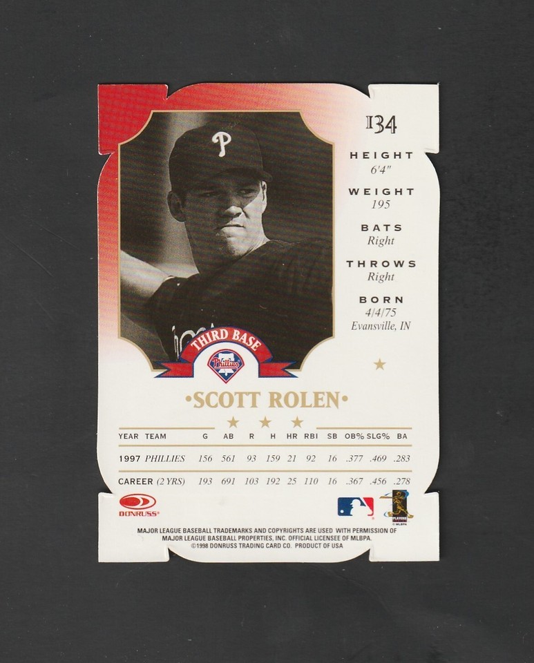 1998 Leaf Fractal Matrix Gold Scott Rolen ~ Die-Cut Z-Axis ~~ 1 / 100 ...