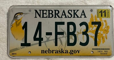LICENSE PLATES NEBRASKA 14-FB37 2011 BIRD | eBay