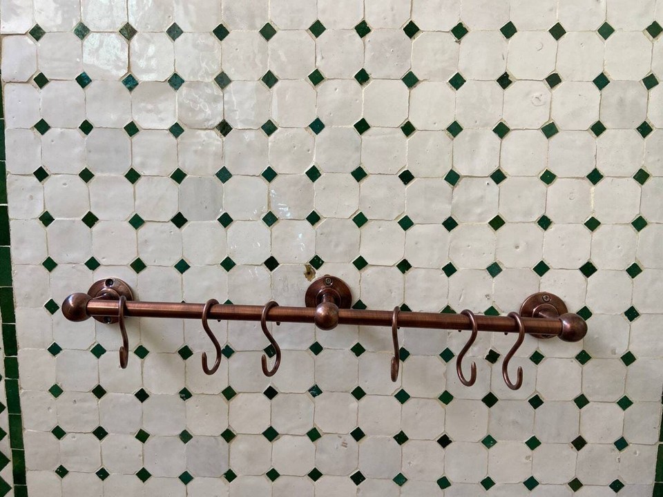 Antique Style Unlacquered Copper Pot Rack 20"/ Vintage Handmade Copper ...