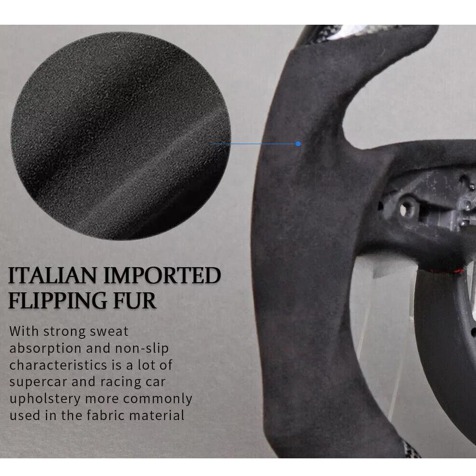 For 12+ Audi S3 S4 S5 RS3 RS4 RS5 RS6 Yoke Carbon Fiber Alcantara ...