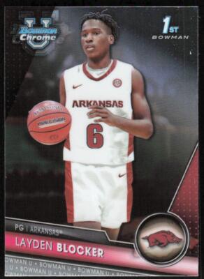 2023-24 Bowman U Chrome 7 Layden Blocker 1st Arkansas Basketball Card ...
