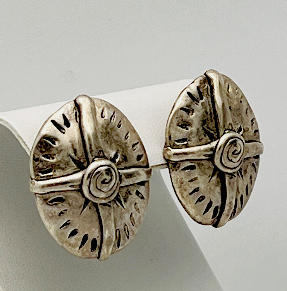 Vintage 1980-90s Pewter Finish Cross Shield Pierced Earrings | eBay