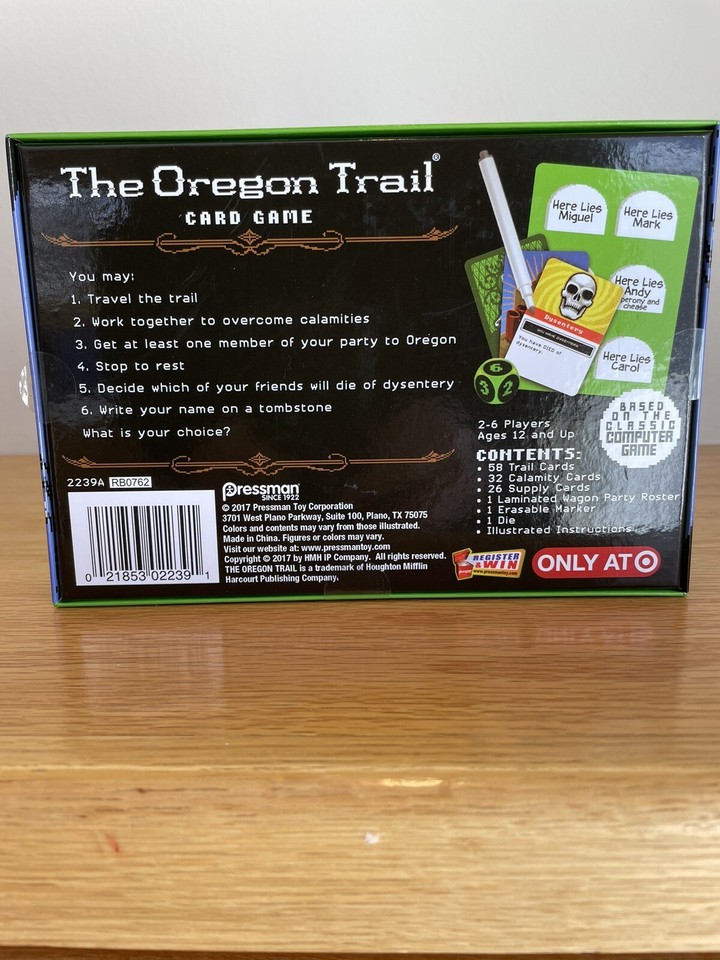 The Oregon Trail Card Game - by Pressman Open Box. Cards Still Factory ...