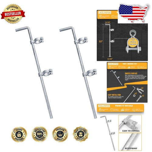 Complete Gate Hardware Kit: 2 Galvanized Gate Drop Rods 1-3/8" x 32 ...