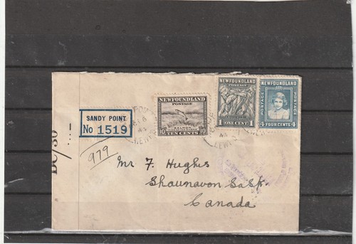 Newfoundland Sandy Point REGISTERED CENSORED COVER to Canada 1944 | eBay