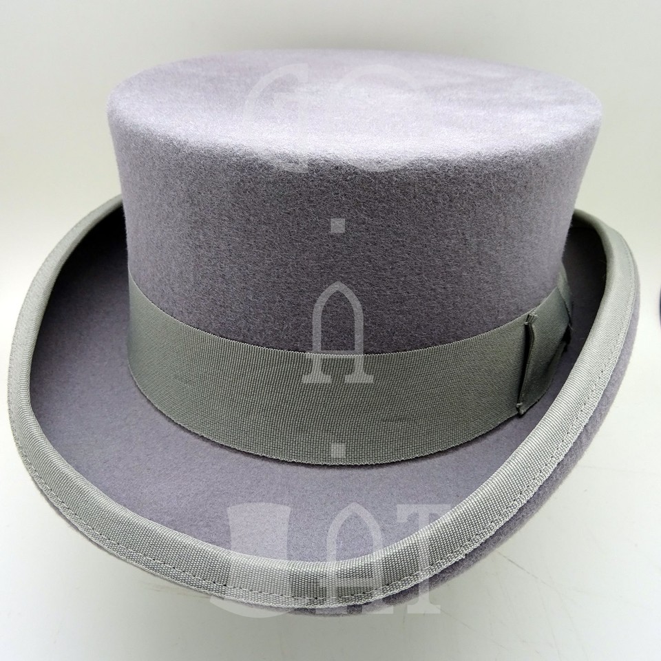 VINTAGE Wool Felt Men Tuxedo Top Hat Coachman Victorian Topper | Gray ...